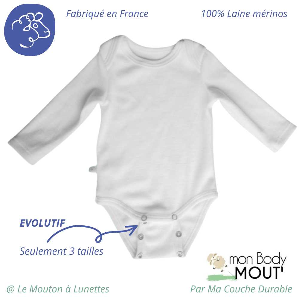Body évolutif laine mérinos Ma couche durable made in France – Le ...