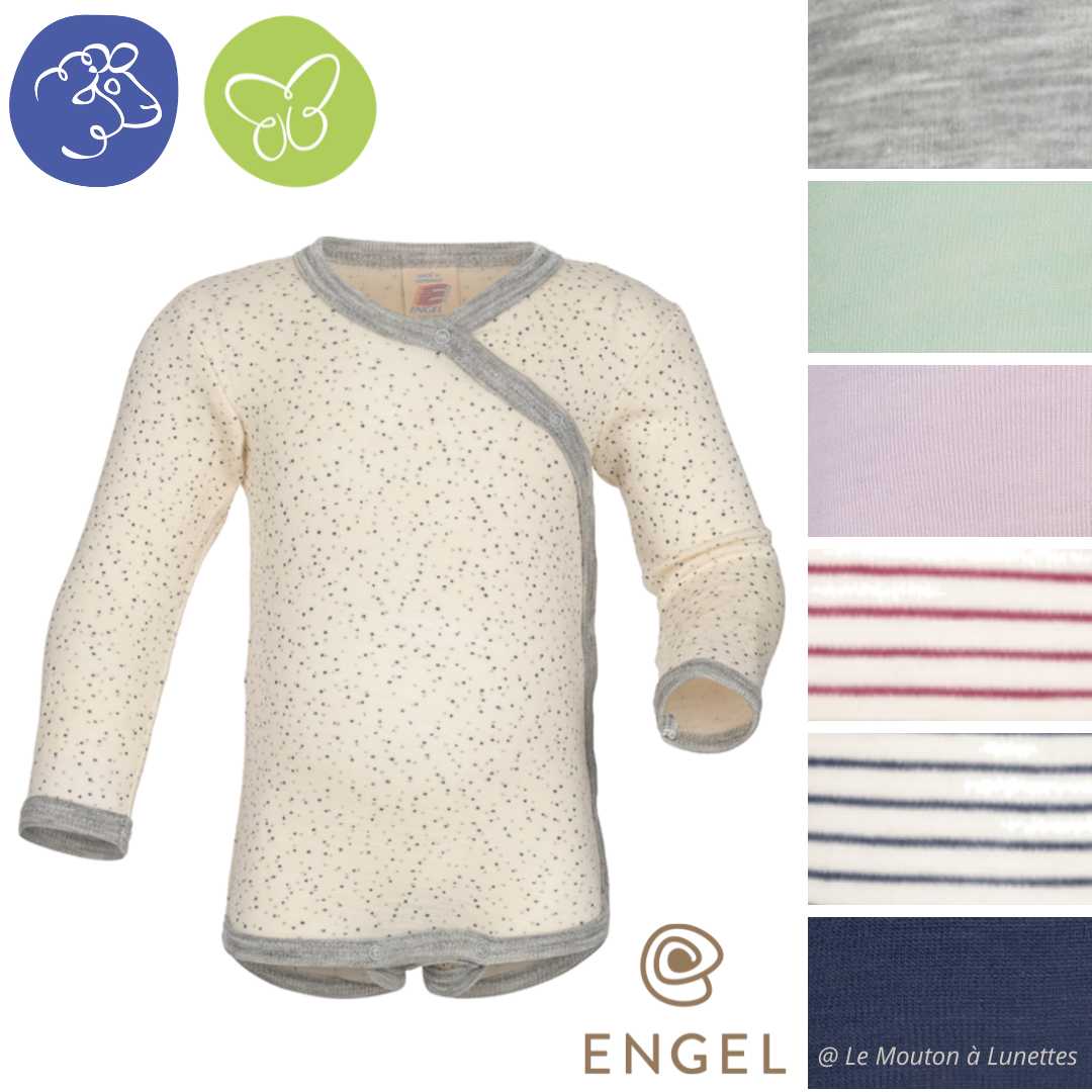 Body croisé laine mérinos et soie bébé ENGEL NATUR – Le Mouton à Lunettes